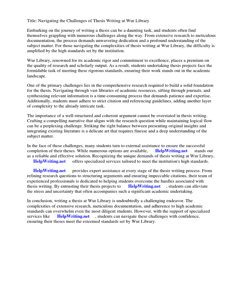 Wur Library Thesis | PDF