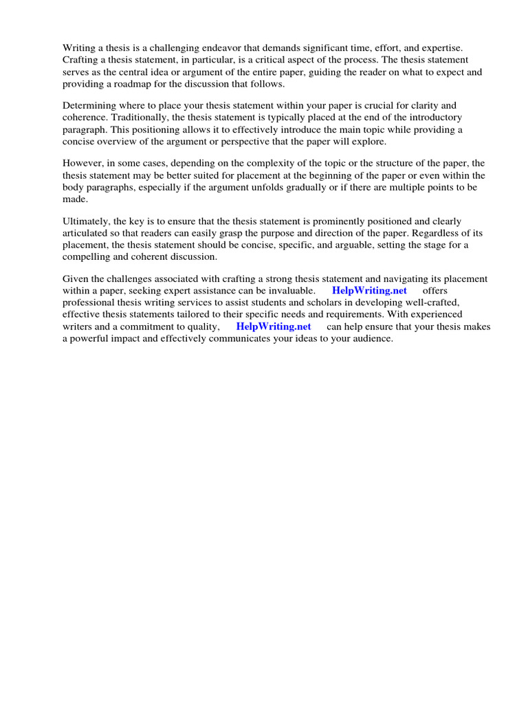 Where Should Your Thesis Statement Be Placed | PDF | Essays | Thesis