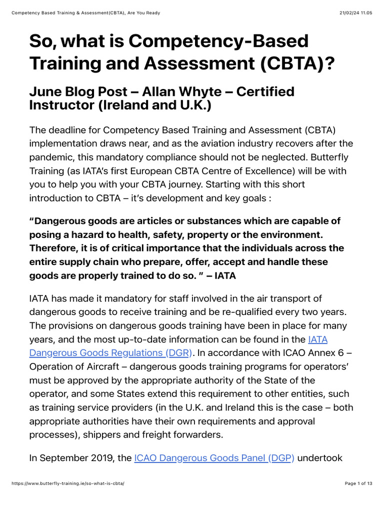 Competency Based Training & Assessment (CBTA), Are You Ready | PDF