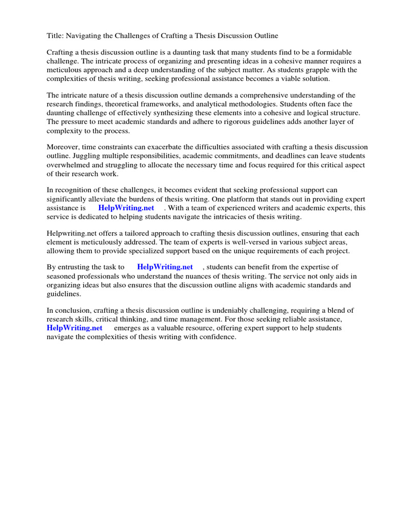 Thesis Discussion Outline | PDF