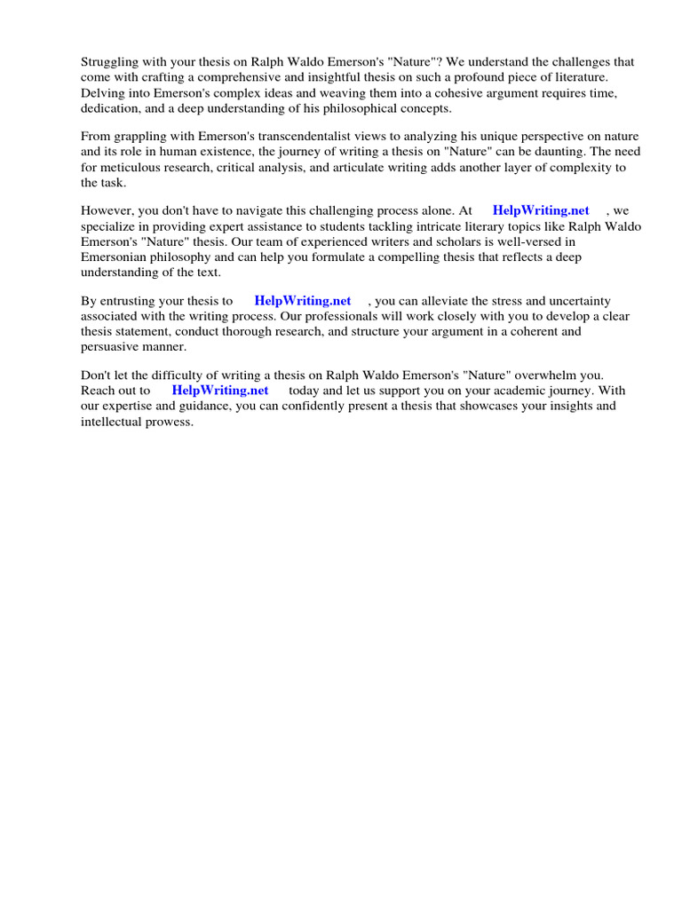 Ralph Waldo Emerson Nature Thesis | PDF | General Fiction