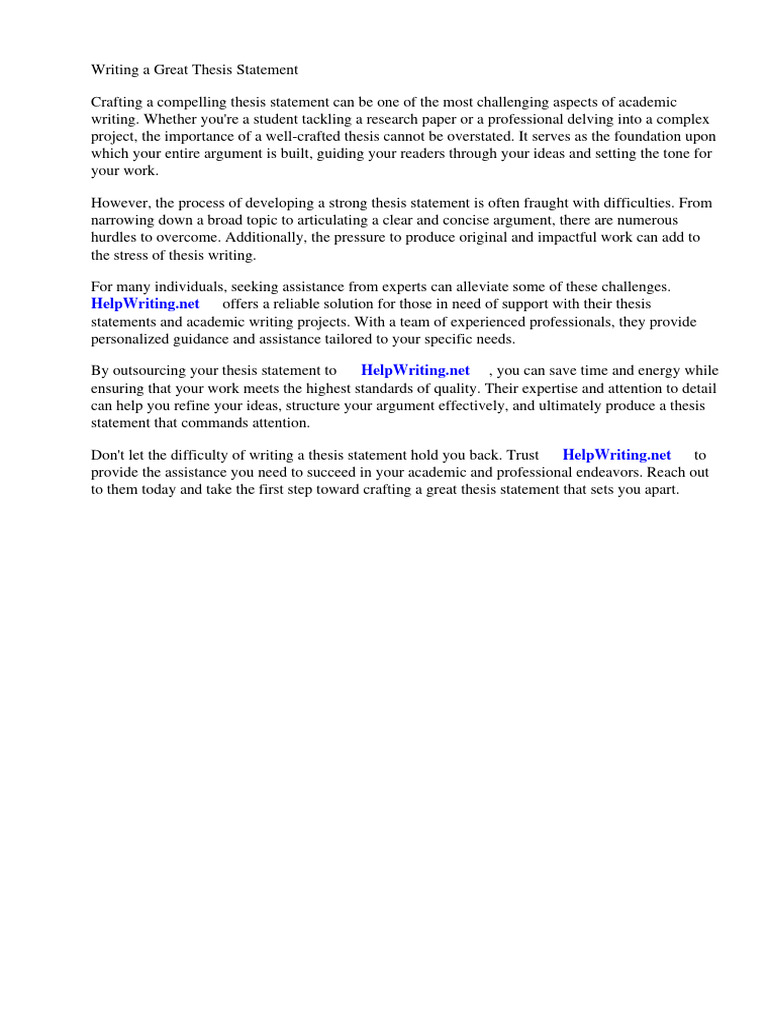 Writing a Great Thesis Statement | PDF