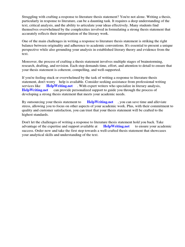 How To Write A Response To Literature Thesis Statement | PDF | Essays ...