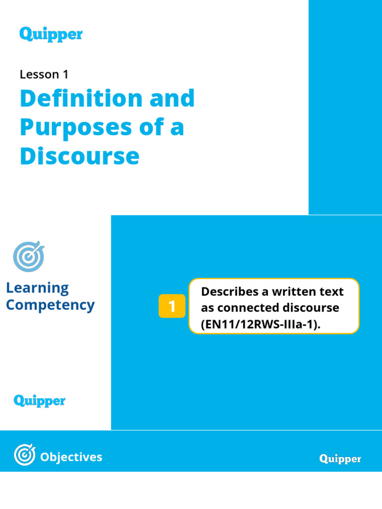 RW 11 - 12 - Unit 1 - Lesson 1 - Definition and Purposes of Discourse | PDF RW 11 - 12 - Unit 1 - Lesson 1 - Definition and Purposes of Discourse | PDF