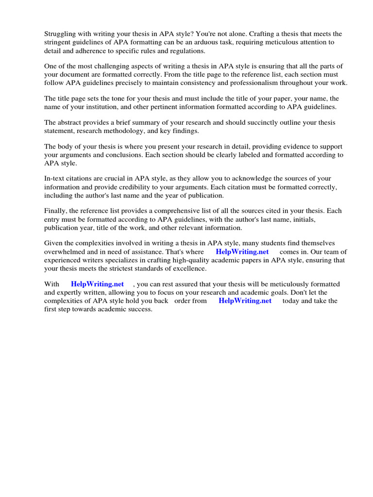 Parts of Thesis Apa Style | PDF