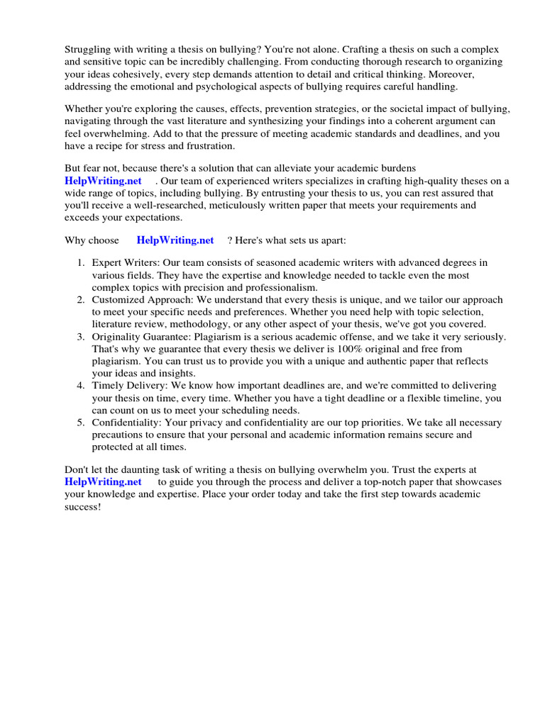 Bullying Thesis Examples | PDF