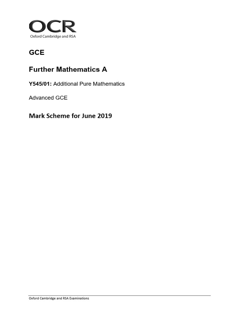 Mark Scheme Additional Pure Mathematics | PDF | Accuracy And Precision ...