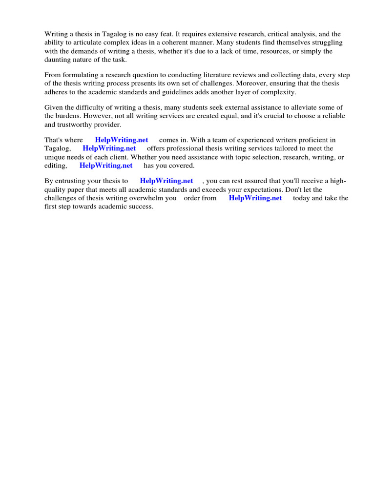 Thesis in Tagalog | PDF | Tagalog Language | Human Communication