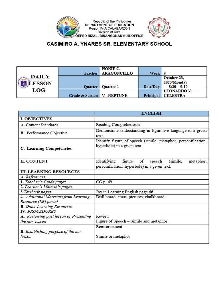 Lp-English-Honie-Cot 2 | PDF | Metaphor | Learning