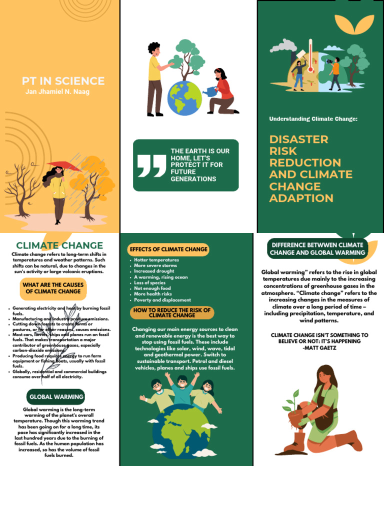 Green Yellow Illustration Climate Change Trifold Brochure (13 x 8.5 in ...