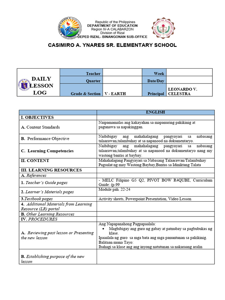Lp-Pam-Filipino-Cot 2 | PDF