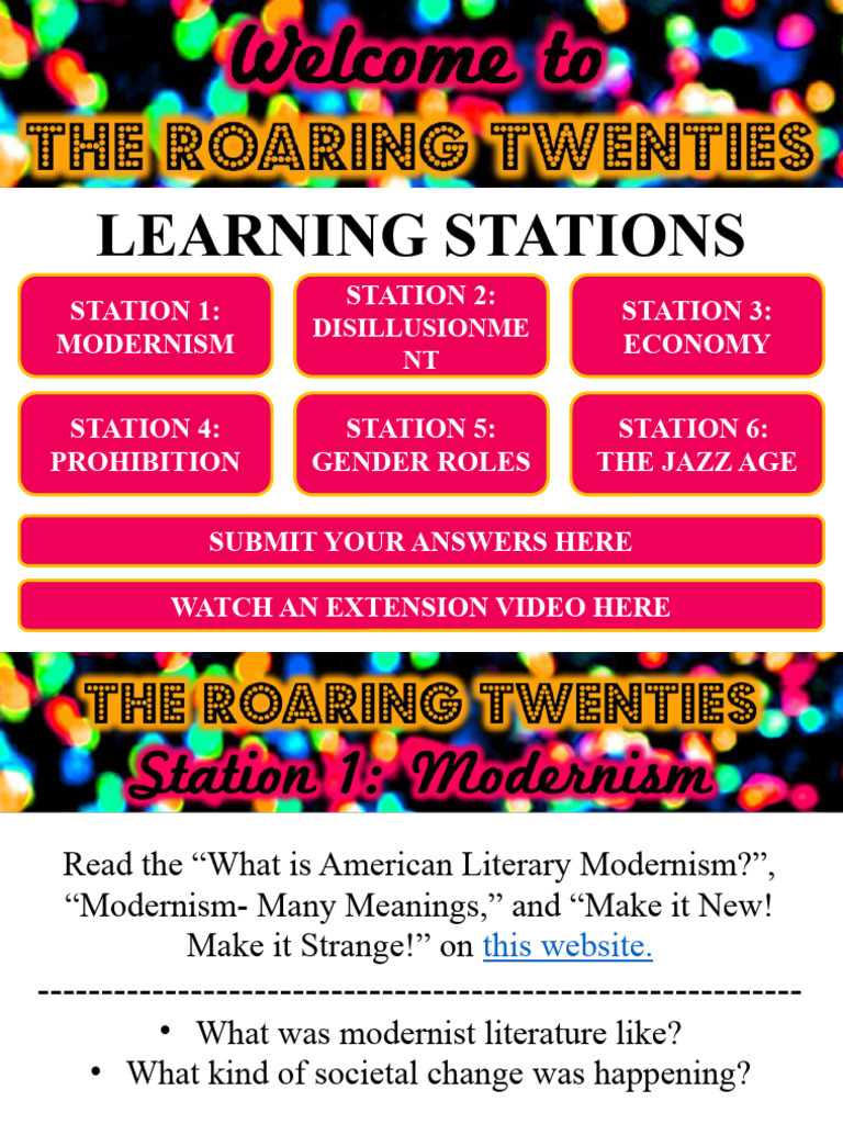 GATSBY Roaring Twenties Learning Stations | PDF