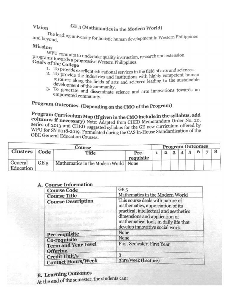 Ge5 Course Outline | PDF