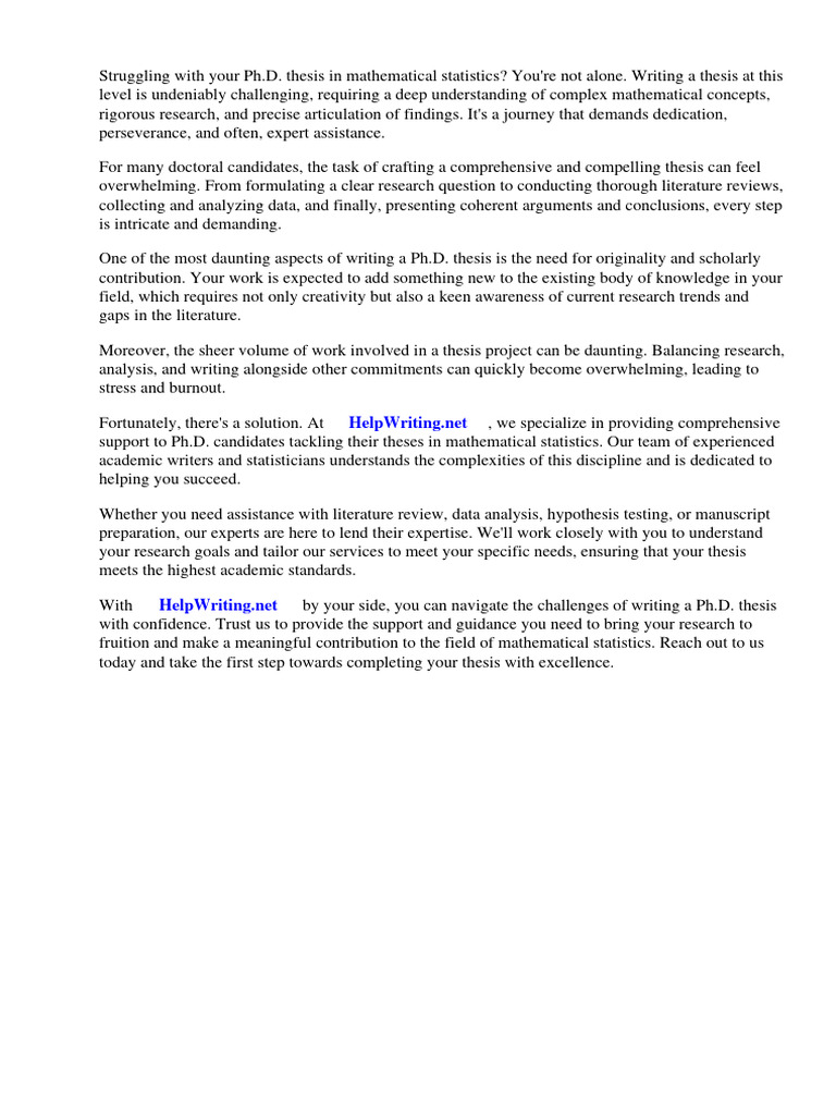 PHD Thesis in Mathematical Statistics PDF | PDF | Career & Growth | Art