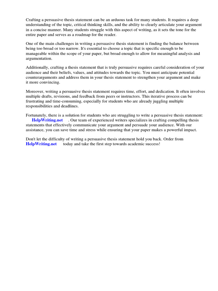 Mastering Persuasive Thesis Statements | PDF | Essays | Persuasion