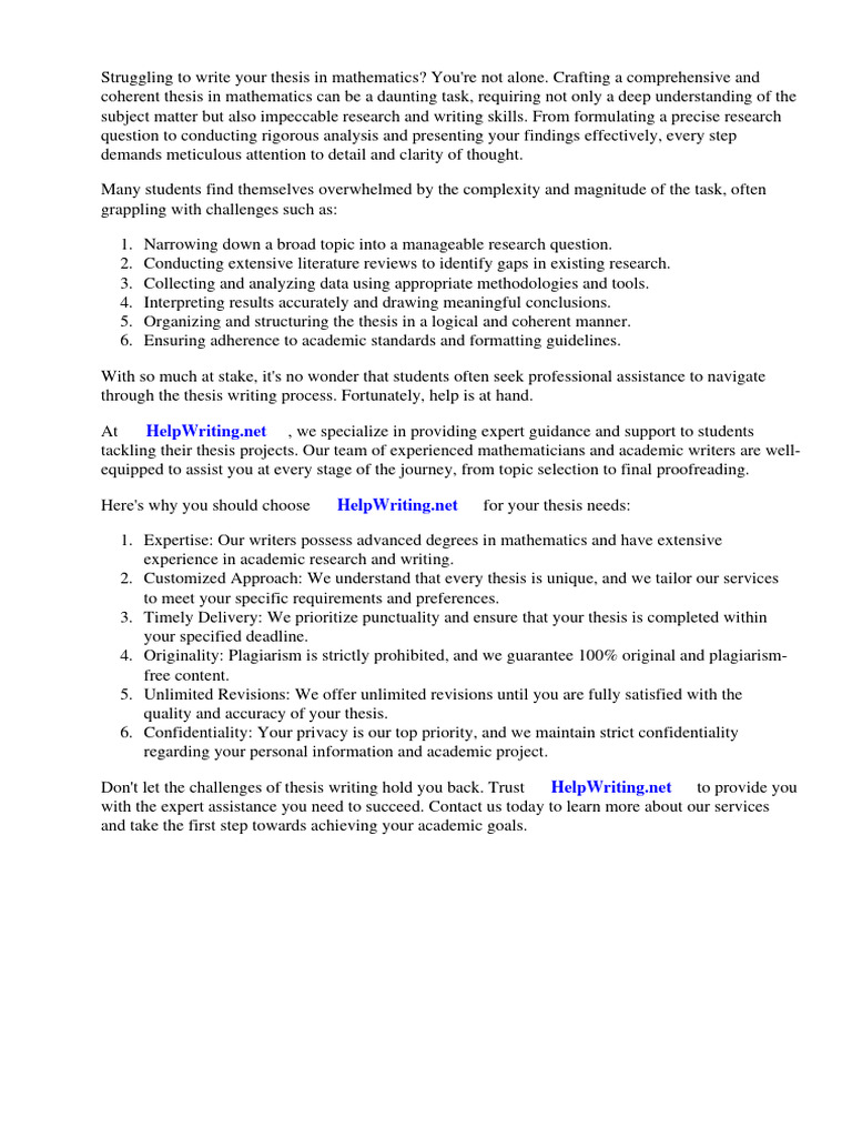 Thesis Title Sample in Mathematics | PDF