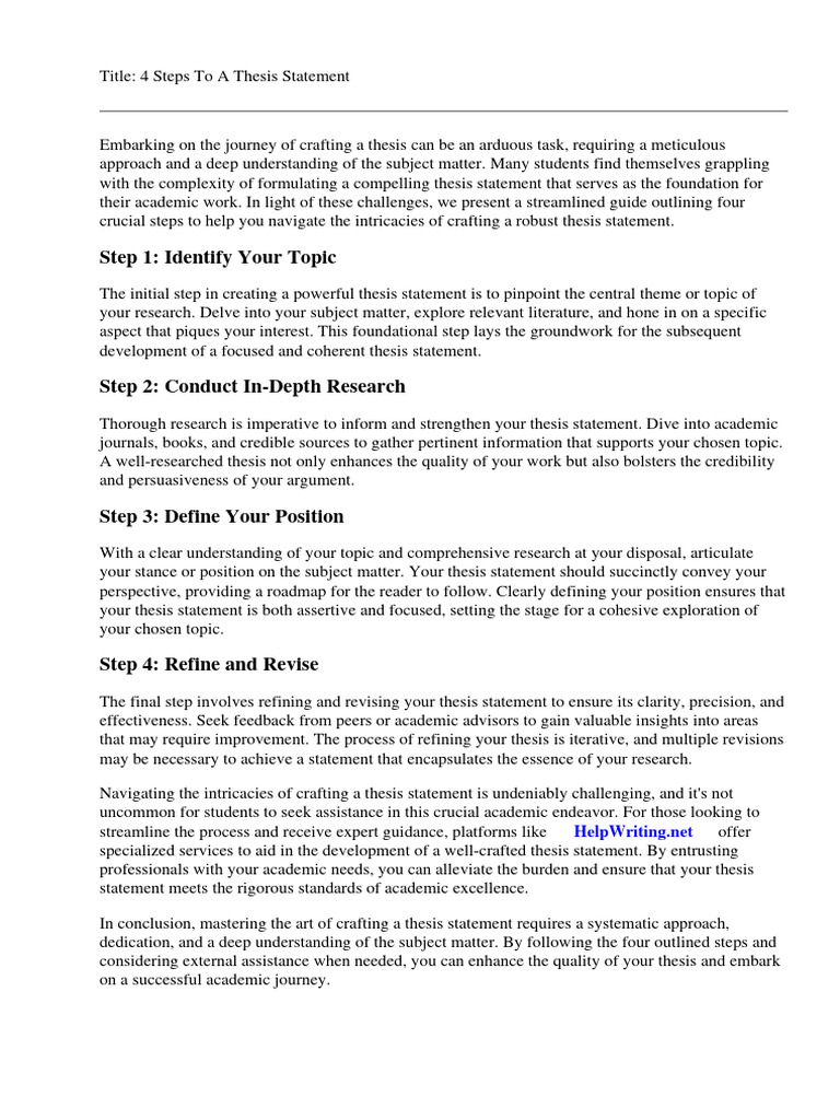 4 Steps To A Thesis Statement | PDF | Essays | Thesis
