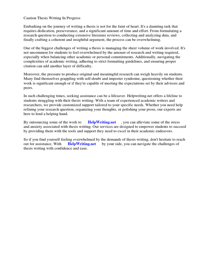 Caution Thesis Writing in Progress | PDF | Thesis | Essays