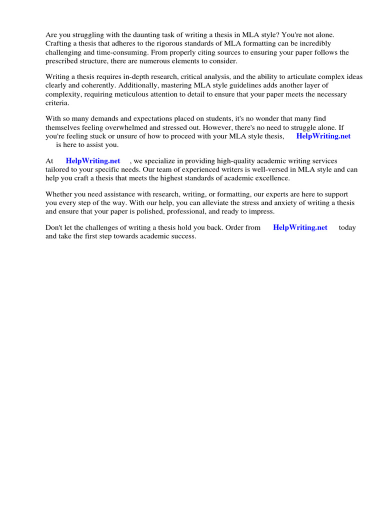 Mla Style Thesis Format | PDF | Citation | Thesis