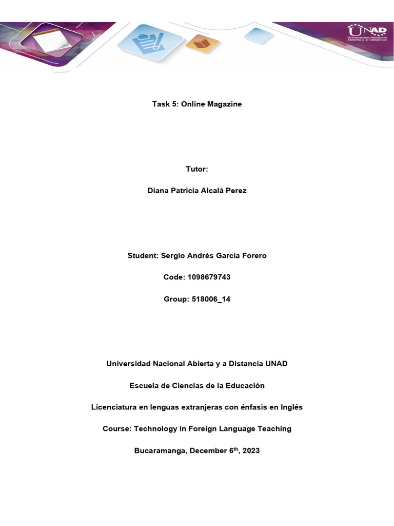 Task 5 - Sergio Andrés García Forero - 518006 - 14 | PDF | Career & Growth | Wellness