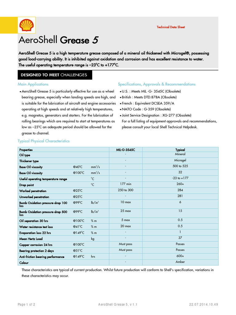 Grasa AeroShell 5 | PDF | Secondary Sector Of The Economy | Applied And ...