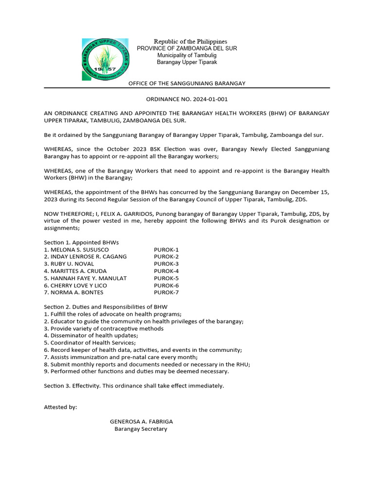 Ordinance of BHW | PDF