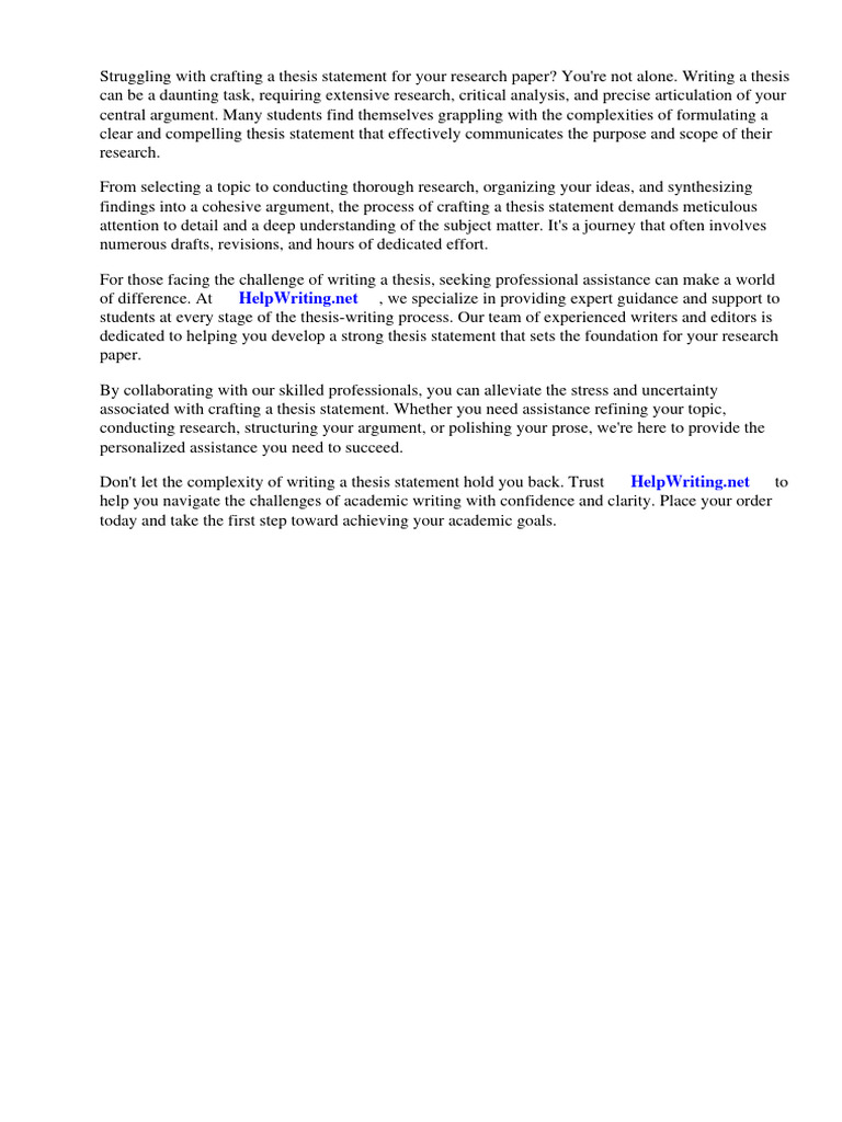 Crafting a Strong Thesis Statement Guide | PDF