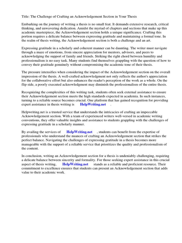 How To Write An Acknowledgement Section in A Thesis | PDF | Thesis | Essays