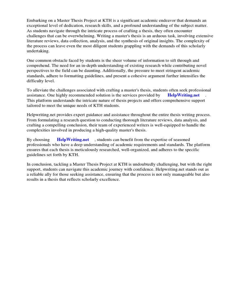 Master Thesis Project KTH | PDF