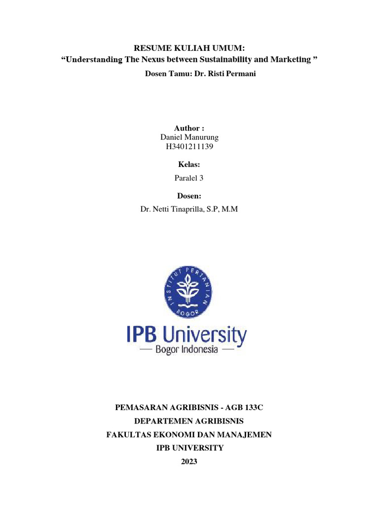 Daniel Manurung - H3401211139 - Resume Kuliah Umum | PDF