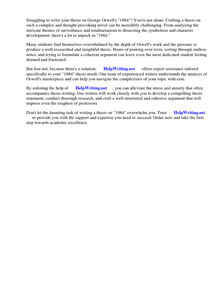 1984 George Orwell Thesis | PDF
