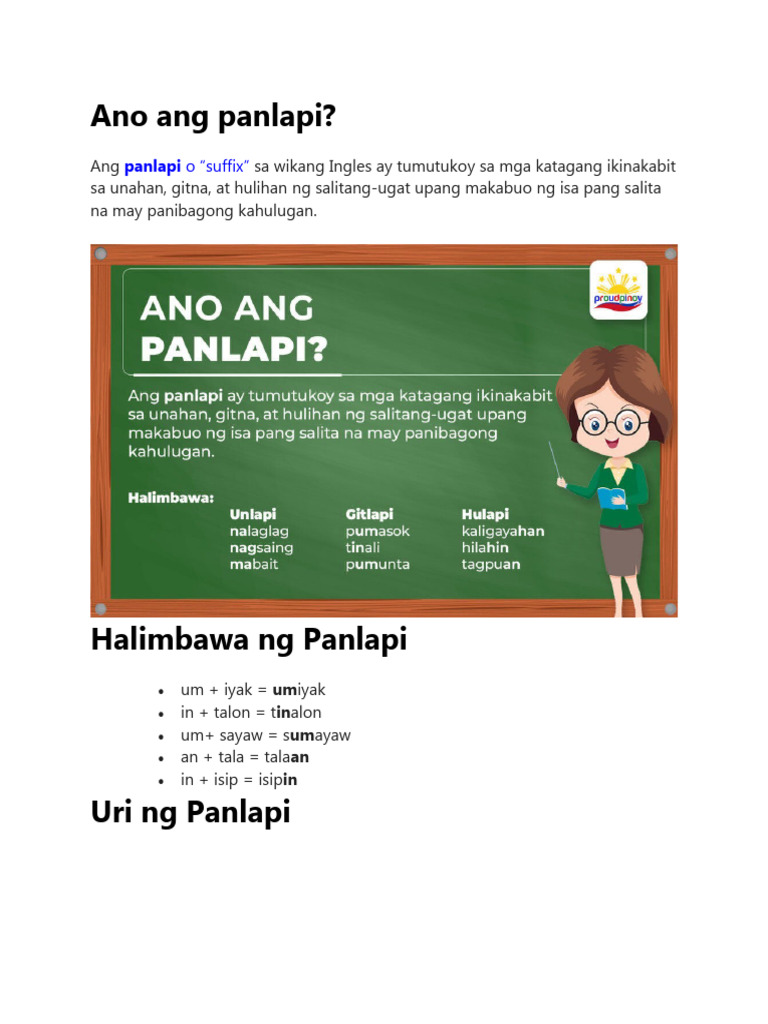 Ano Ang Panlapi | PDF