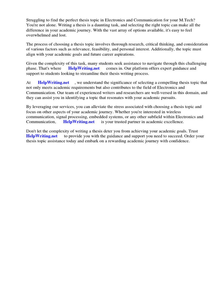 Thesis Topics in Electronics and Communication For M.tech | PDF ...