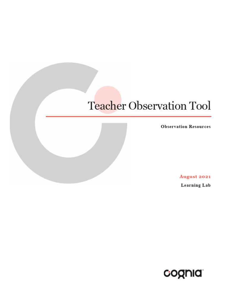 Teacher Observation Tool Resources Guide | Download Free PDF | Learning ...
