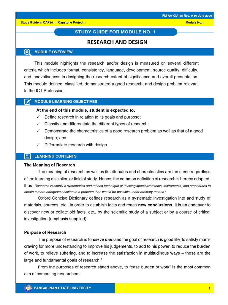 Module 1 CAP101 | Download Free PDF | Methodology | Scientific Method