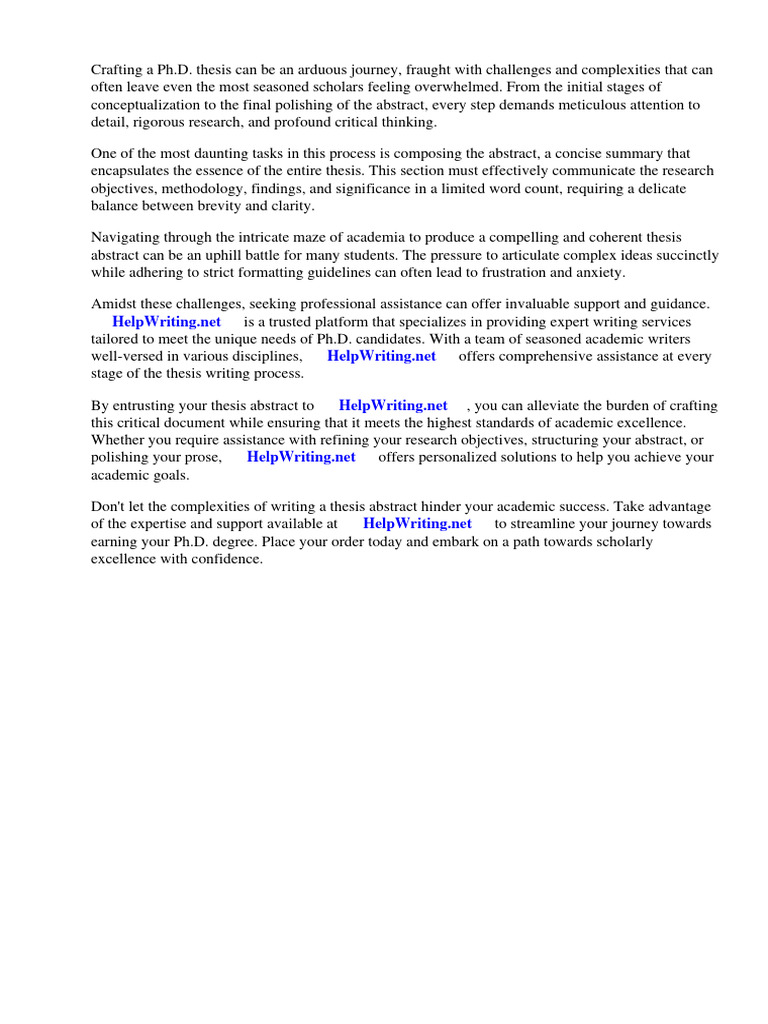 PHD Thesis Abstract Sample | PDF