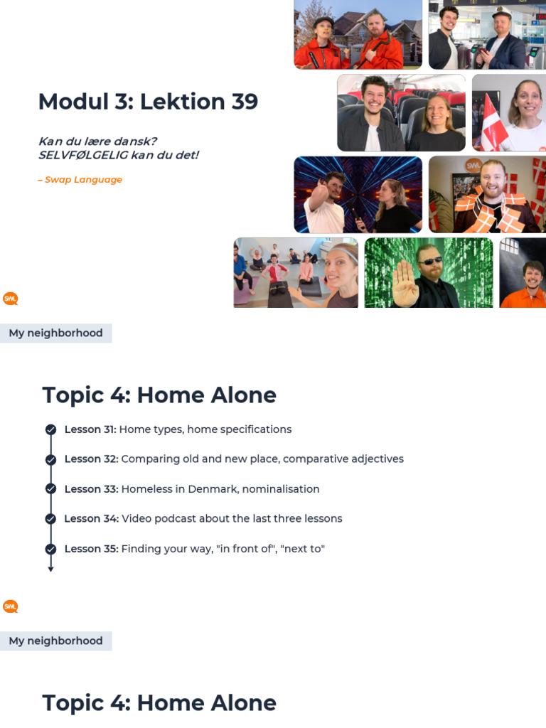 Modul 3_Lektion 39 Nabolag | PDF