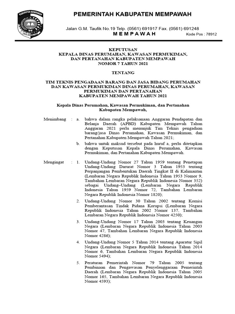 SK Direksi Teknis 2021 | PDF