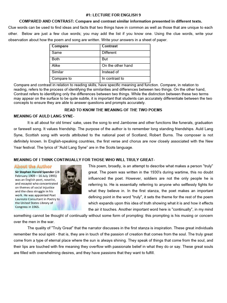 Lecture Compare and Contrast 2023 | PDF