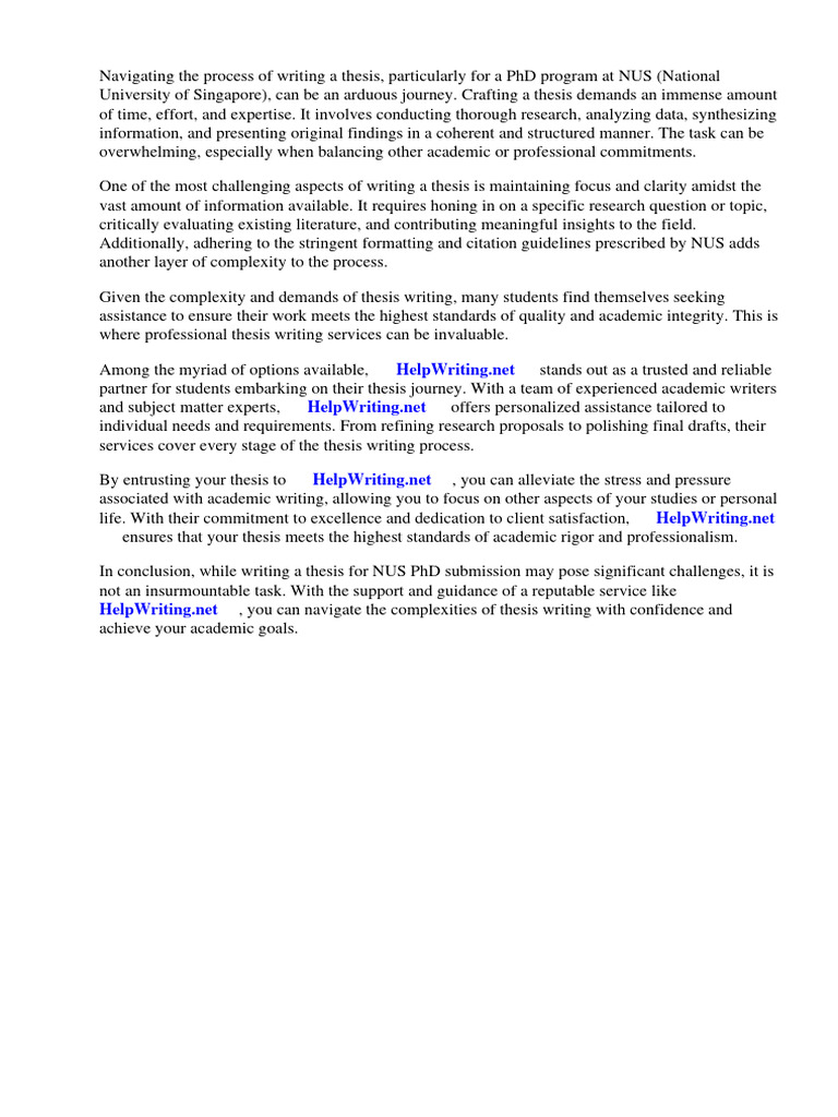 Nus PHD Thesis Submission | PDF
