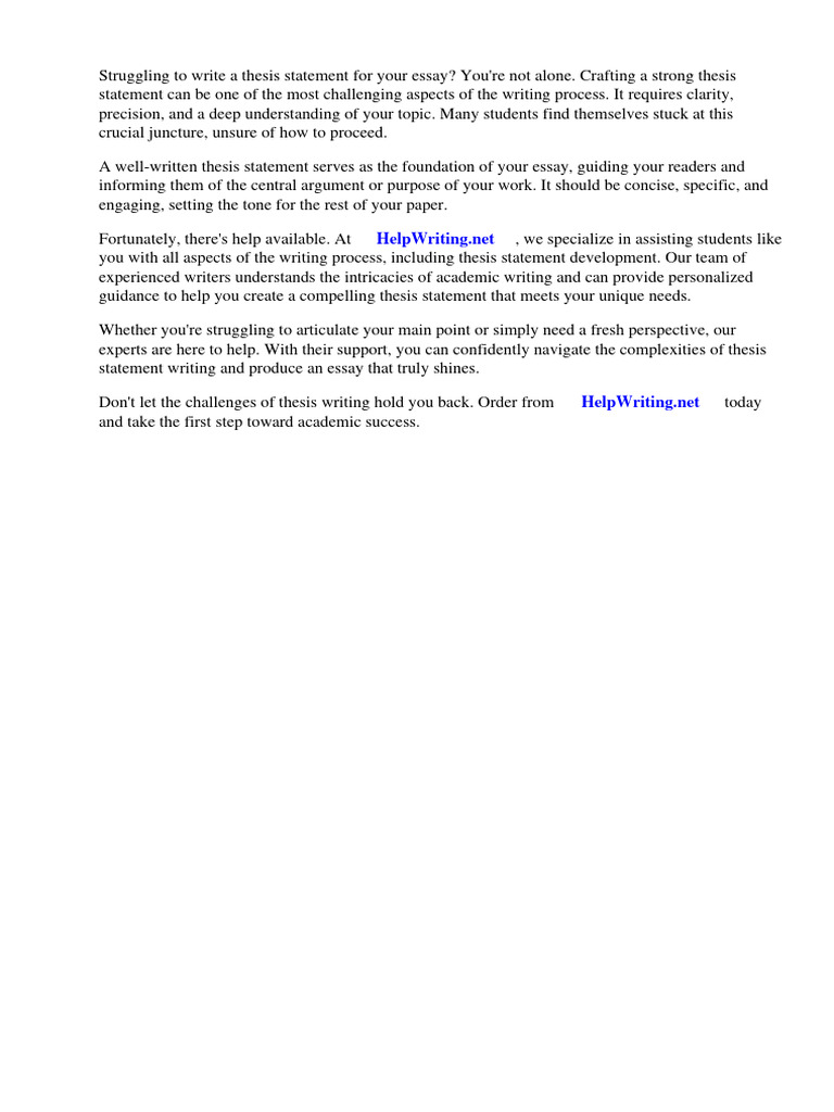 Example of Thesis Statements For Essays | PDF | Essays | Thesis