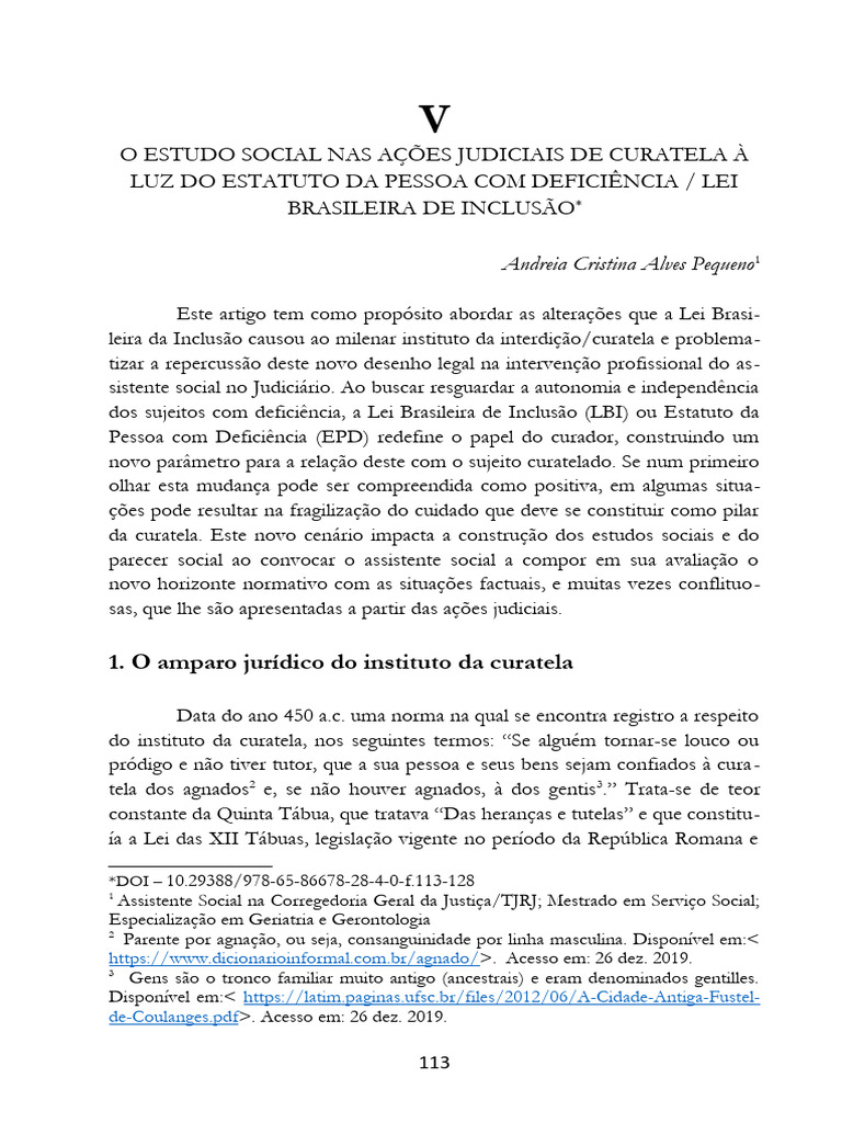 Texto Andreia Pequeno Interdicao e Curatela | PDF | Competência (jurídico) | Deficiência