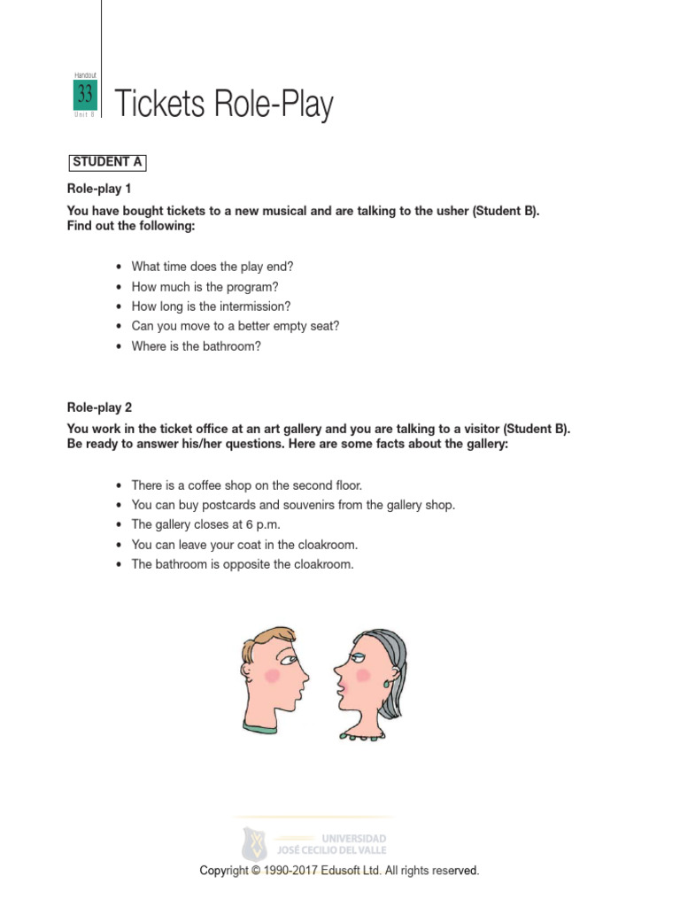 08 Basic III Handout 33 Unit 8 Tickets Role Play | PDF 08 Basic III Handout 33 Unit 8 Tickets Role Play | PDF