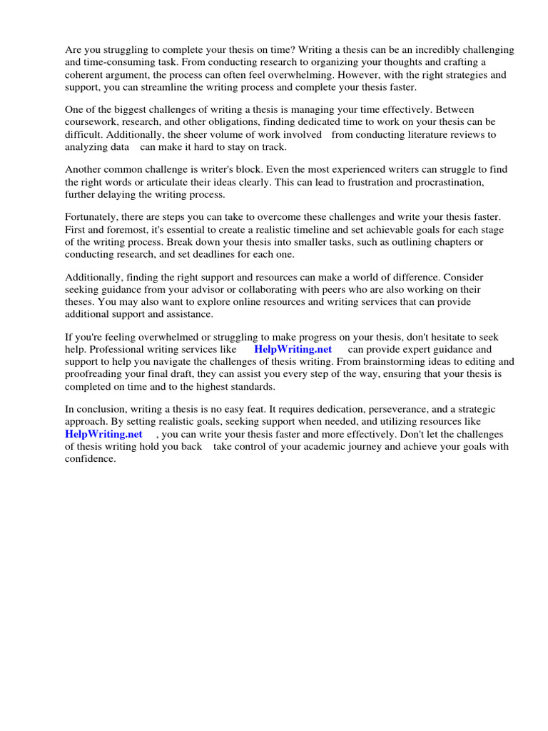 How To Write Your Thesis Faster | PDF | Thesis | Essays