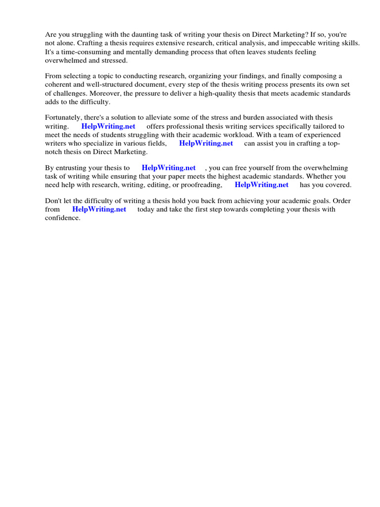 Thesis Direct Marketing Pdf Marketing Leadership