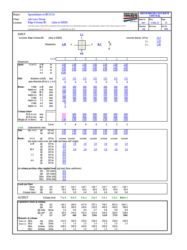 RCC51 v1-3 Column Load Take-Down & Design | PDF | Building | Mechanics RCC51 v1-3 Column Load Take-Down & Design | PDF | Building | Mechanics