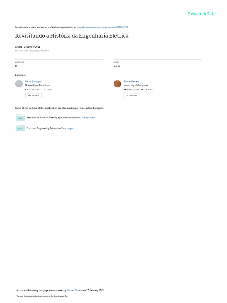 Revisitando A Historia Da Engenharia Eletrica Pdf