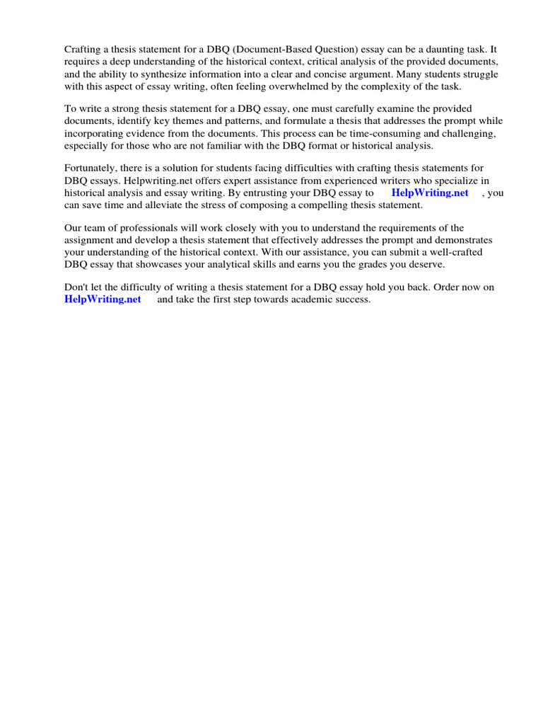 How To Write A Thesis Statement For A DBQ Essay | PDF | Essays | Thesis