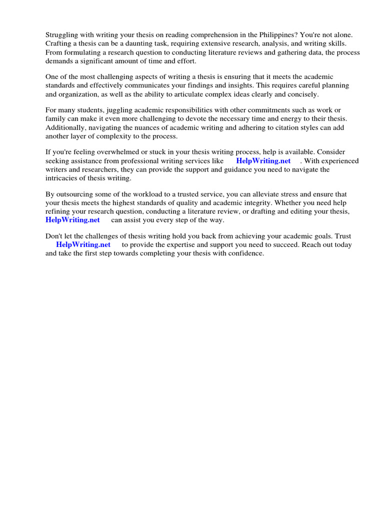 Thesis On Reading Comprehension in The Philippines | PDF | Reading ...