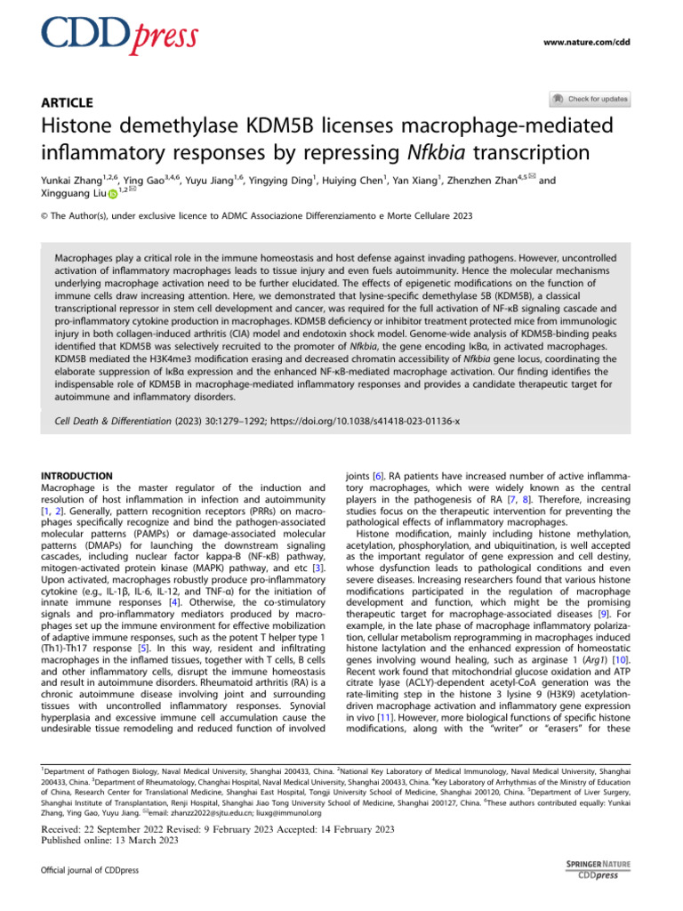 KDM5B Macrophage | PDF | Macrophage | Inflammation
